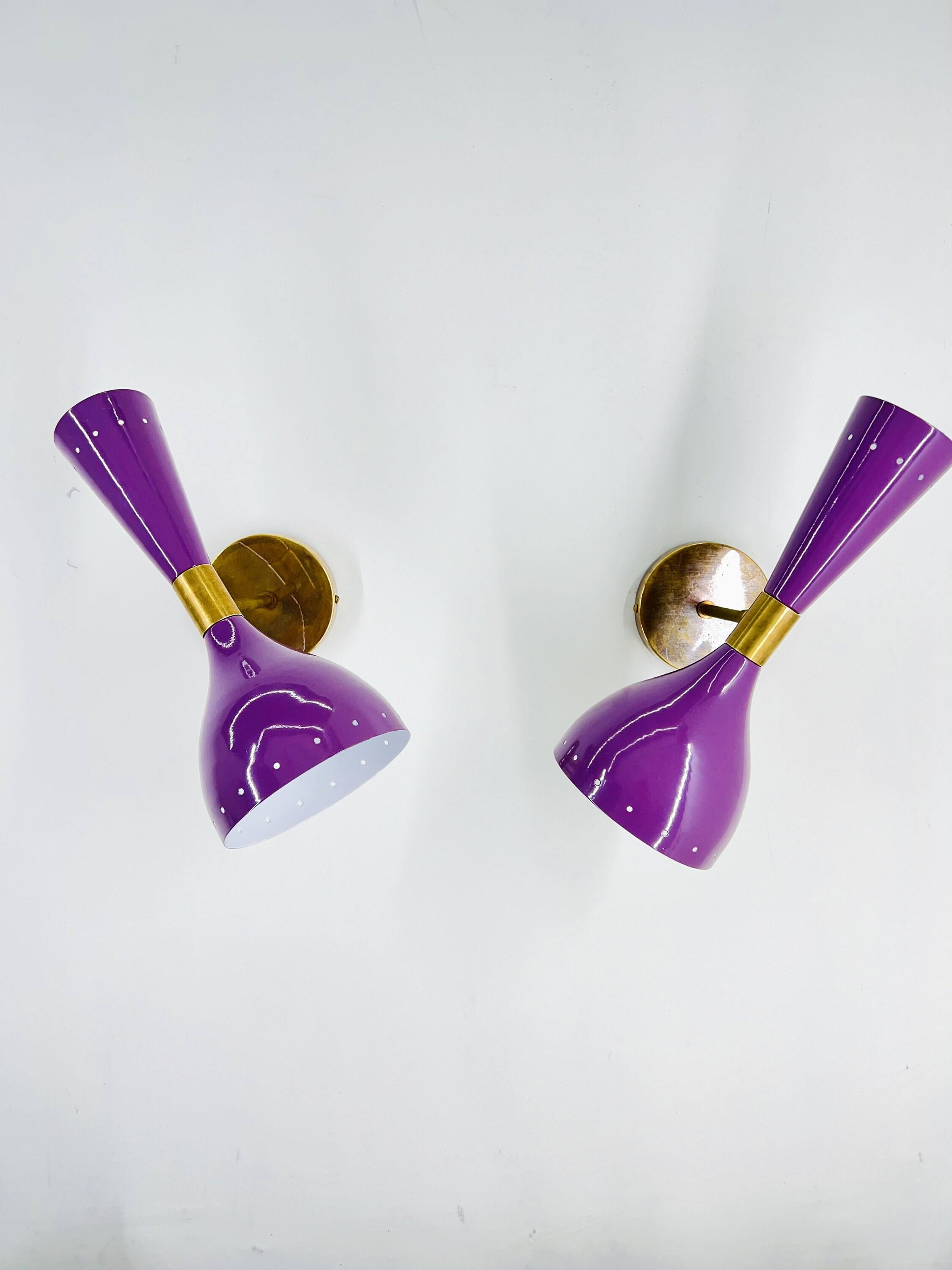 Pair of Purple Wall Sconce Pair, Mid Century Italian Wall Sconce ...