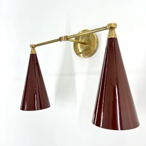 Handcrafted Raw Brass Double Sconce Mid Century Style Wall Sconce Brass ...