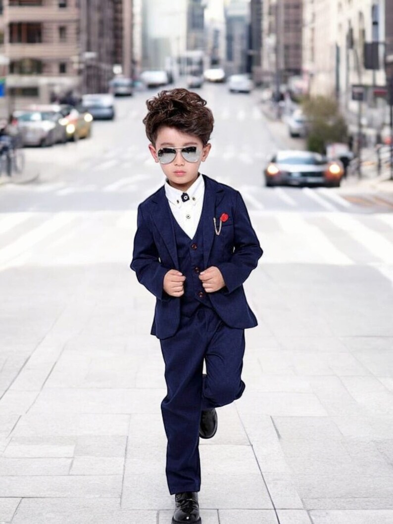 Kid Wedding Wear Blue Suit Elegant Blue 3piece Suit Suit for Kid Kid's ...