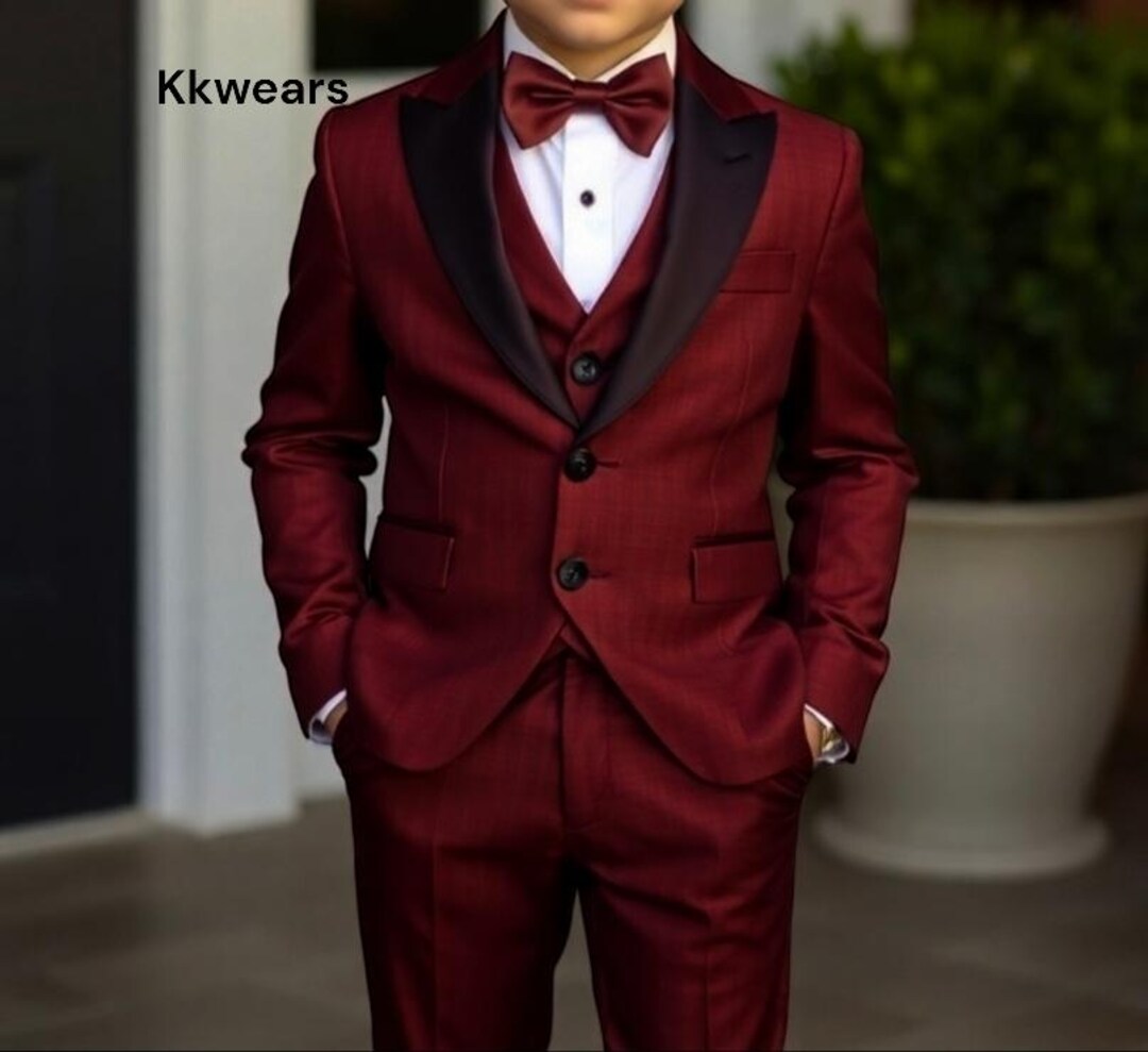 Boy Maroon Suit - Kid Maroon Suit - Maroon Three Piece - Suit for Boy ...