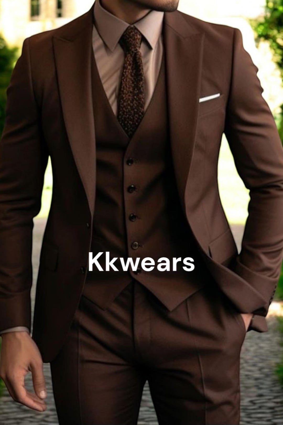 Custom Fitted Brown Suit for Men,men 3piece Suit,prom Suit,prom Dress ...