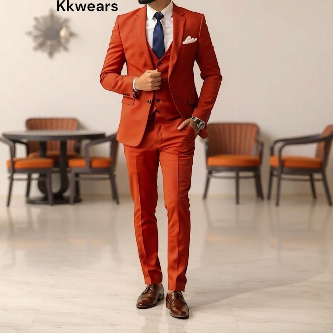 Men Orange Suit - Rust Orange Suit - Suit for Men - Slim Fit Suit ...