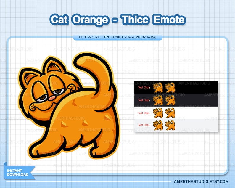Cat Orange Thicc Twitch Emotes | Streamer Emote | Discord Emotes ...