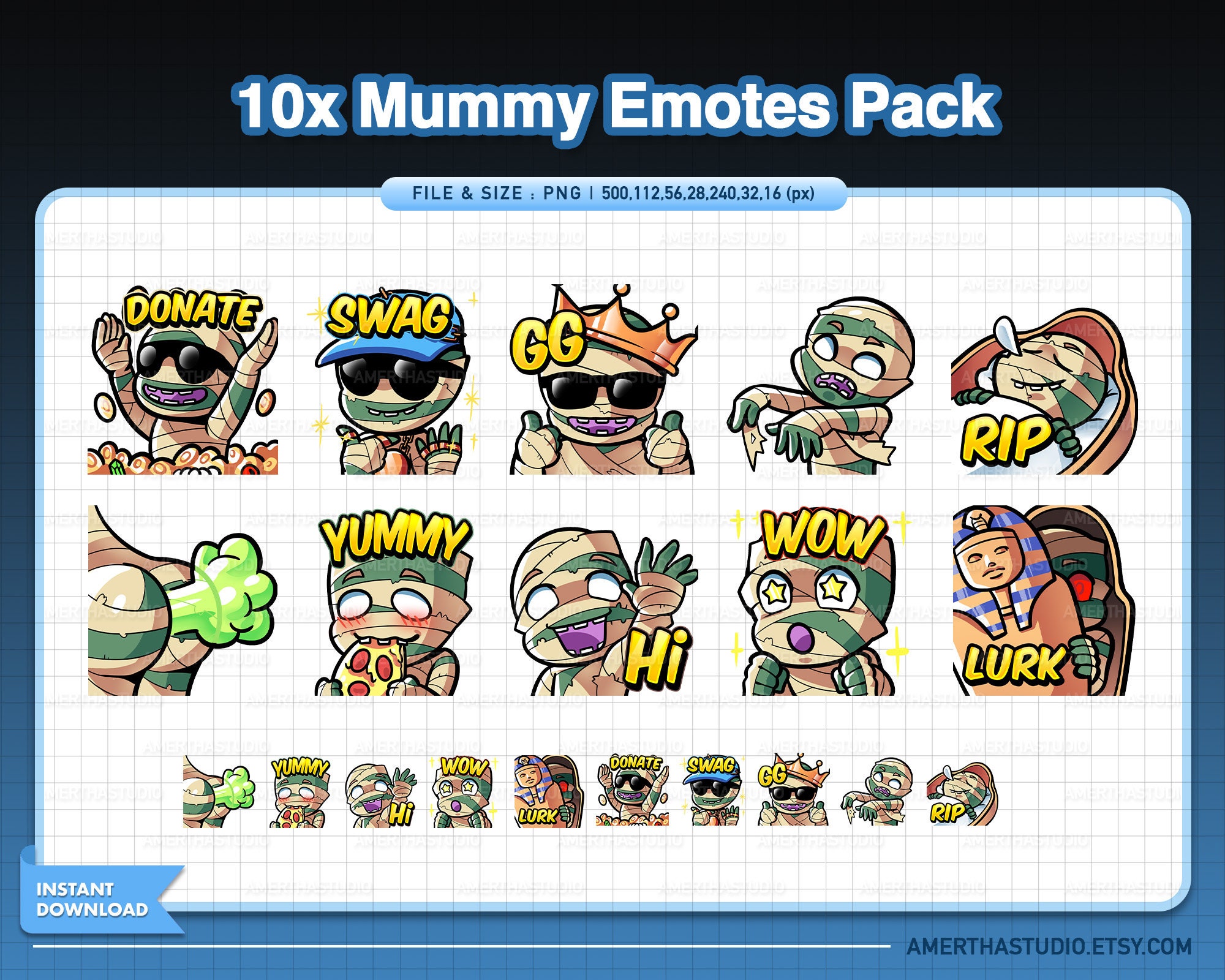 10x Mummy Streamer Emotes Pack Kawaii Emotes Cute Emotes Twitch Emotes ...