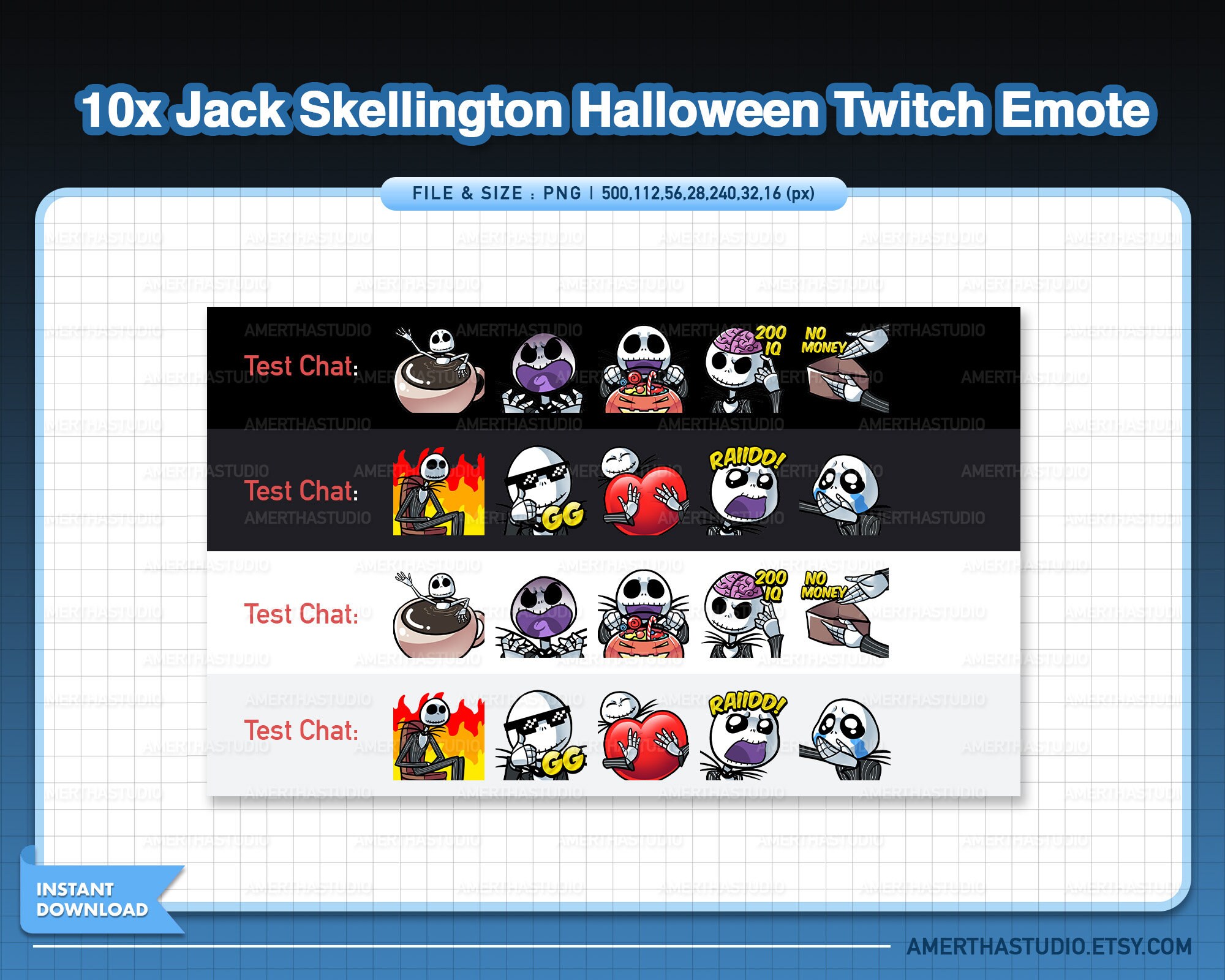 10x Jack Skellington Halloween Streamer Emotes Pack | Kawaii Emotes ...