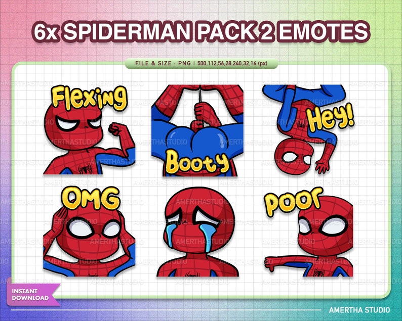 6x Spiderman Twitch Emotes Pack 2 | Kawaii Emotes | Cute Emotes ...