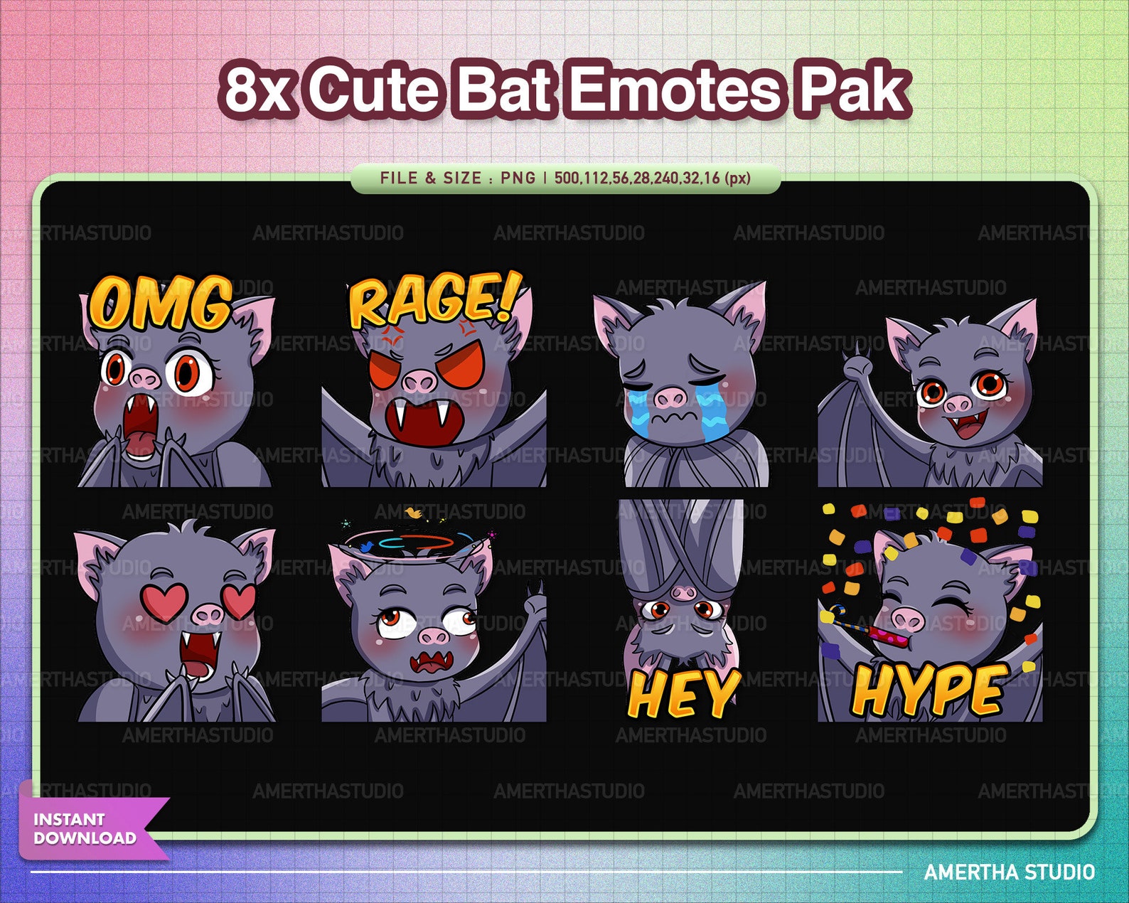 8x Cute Bat Twitch Emotes | Twitch Emote | Astronaut | Streamer Emote ...