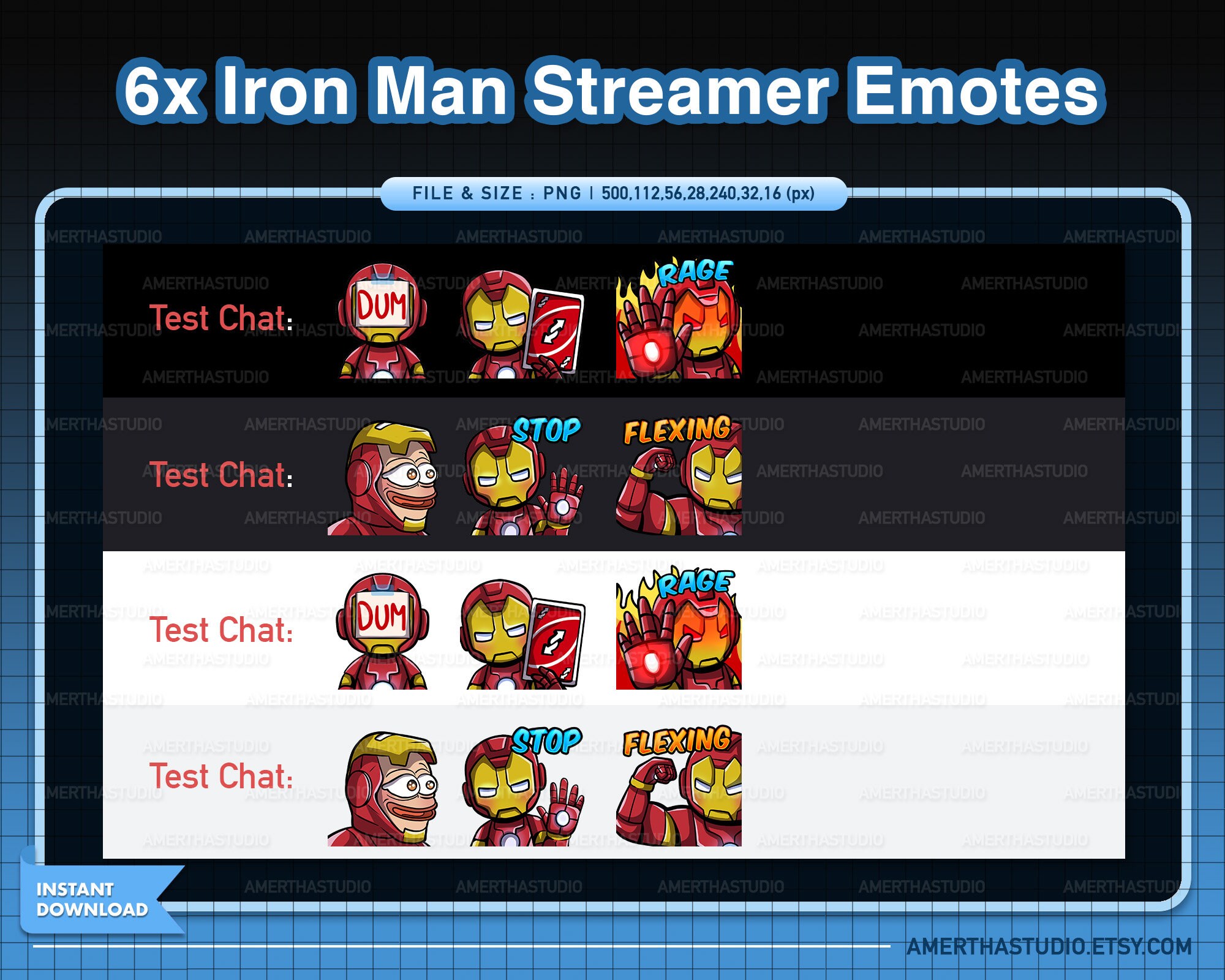 6x Iron Man Streamer Emotes Pack Kawaii Emotes Cute Emotes Twitch ...