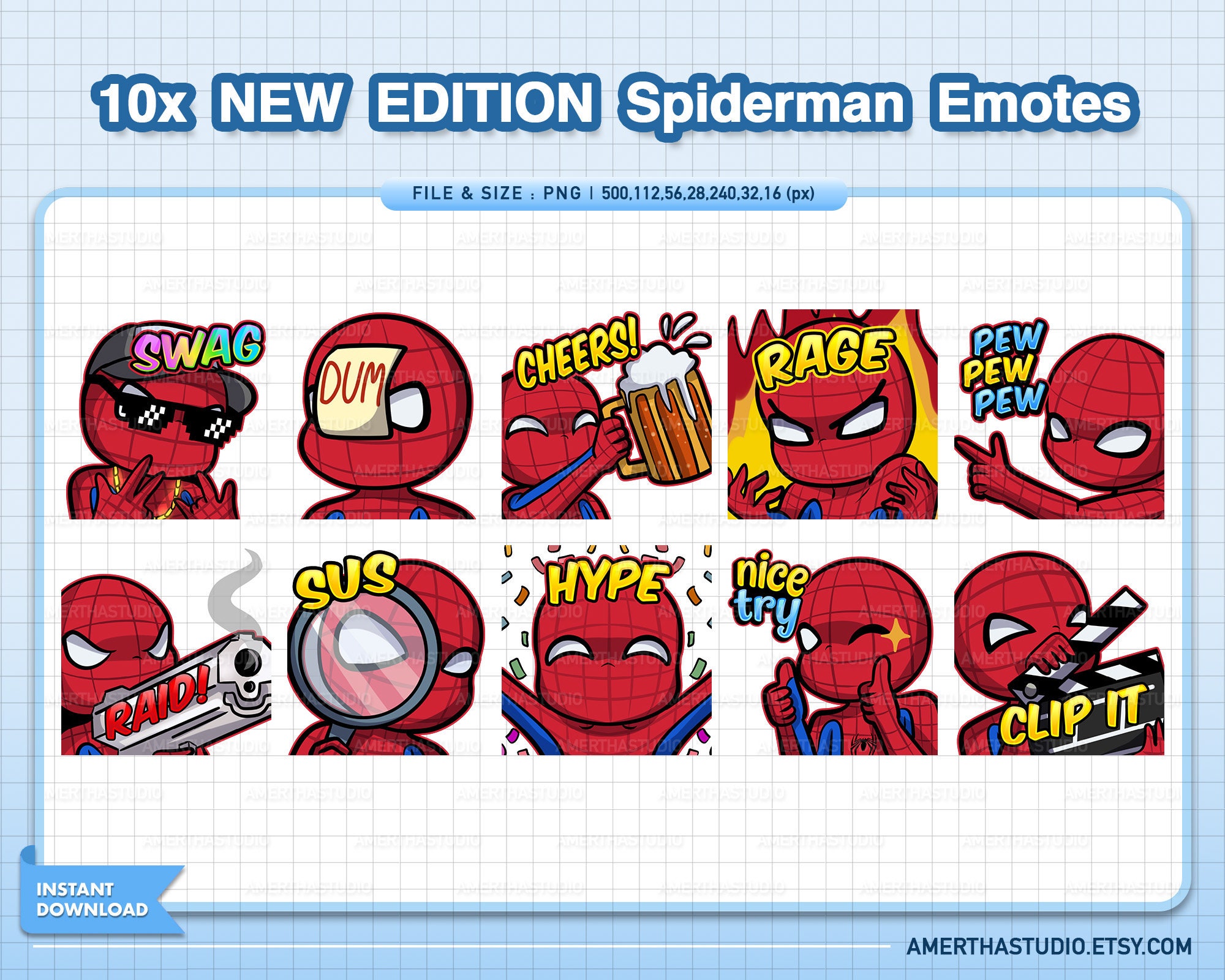 10x NEW EDITION Spiderman Twitch Emotes Pack | Kawaii Emotes | Facebook ...