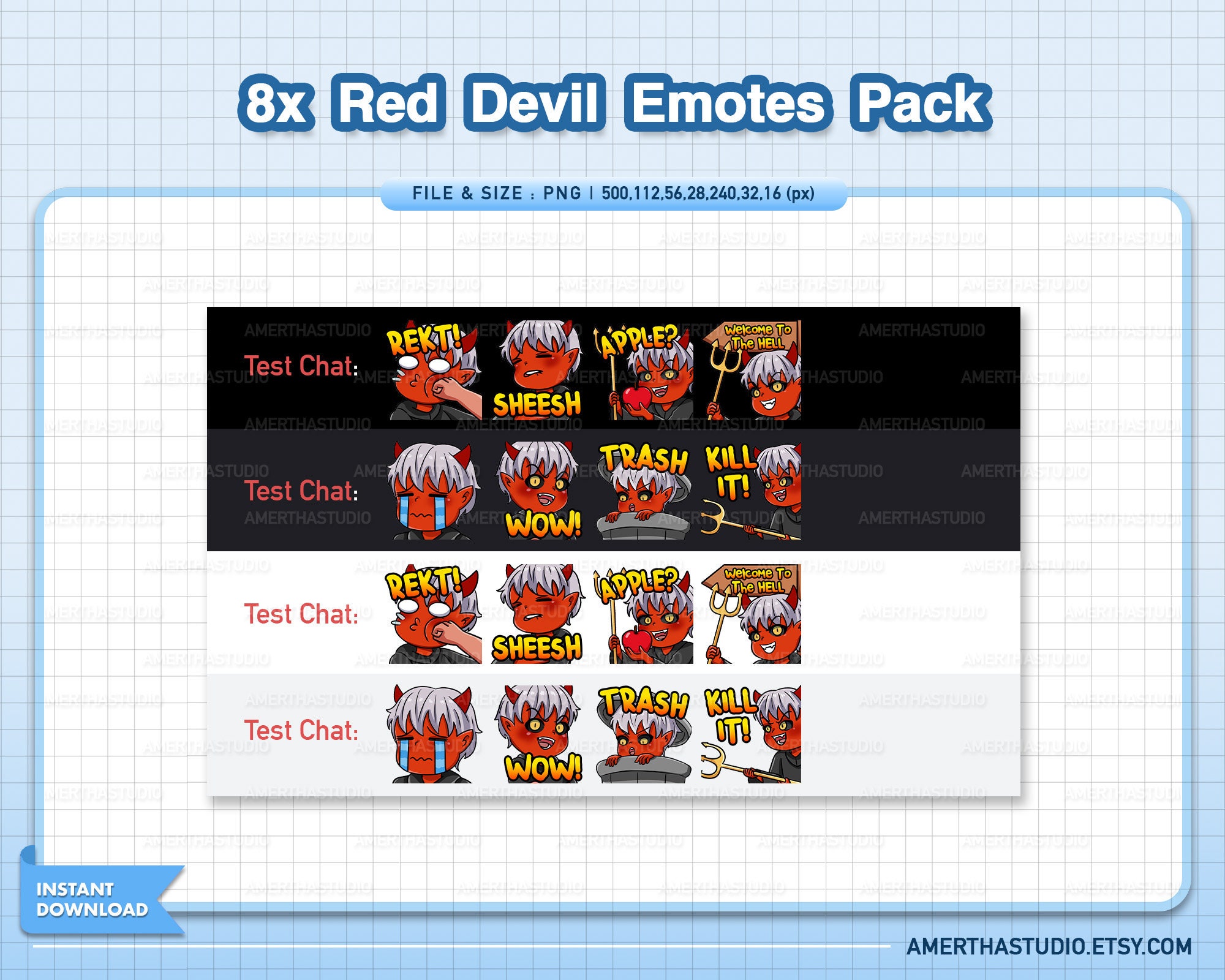 8x Red Devil Streamer Emotes Pack | Kawaii Emotes | Facebook Emotes ...