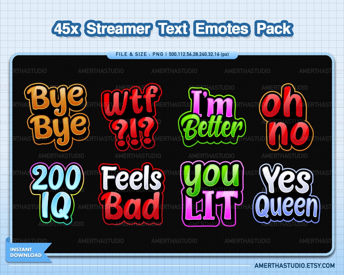 45x Cute Text Emotes Pack | Streamer Emote | Discord Emotes | Youtube ...