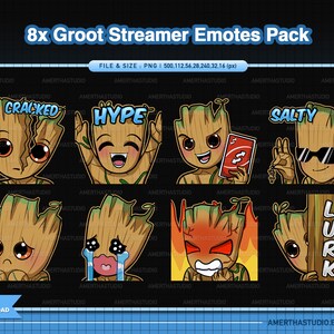 8x GROOT Guardian of Galaxy Twitch Streamer Emotes | Youtube Emotes ...