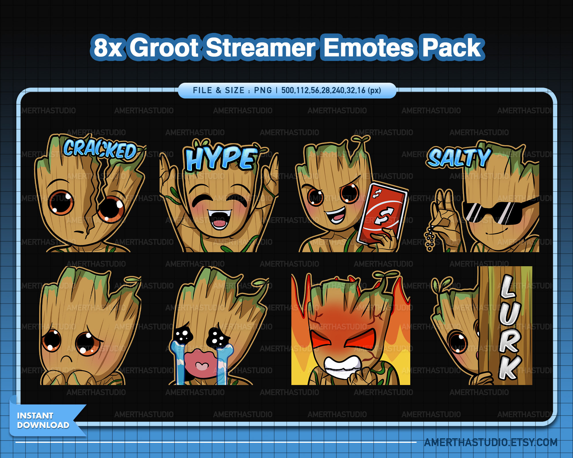 8x GROOT Guardian of Galaxy Twitch Streamer Emotes | Youtube Emotes ...