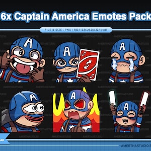 6x Captain America Streamer Emotes Pack | Kawaii Emotes | Cute Emotes ...