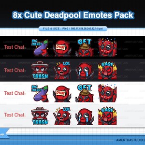 8x Deadpool Streamer Emotes Pack | Kawaii Emotes | Cute Emotes | Twitch ...