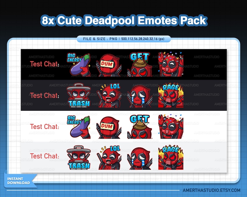 8x Deadpool Streamer Emotes Pack | Kawaii Emotes | Cute Emotes | Twitch ...
