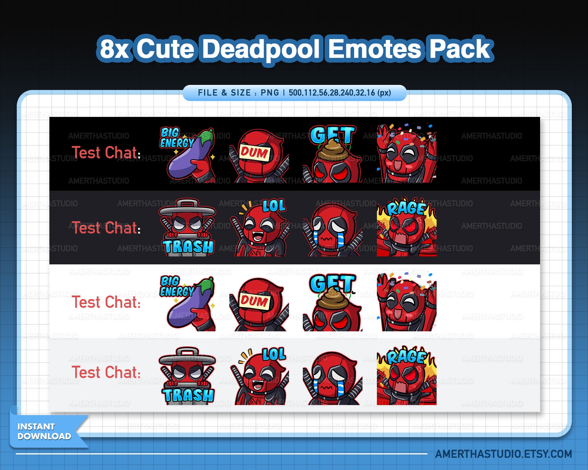 8x Deadpool Streamer Emotes Pack | Kawaii Emotes | Cute Emotes | Twitch ...