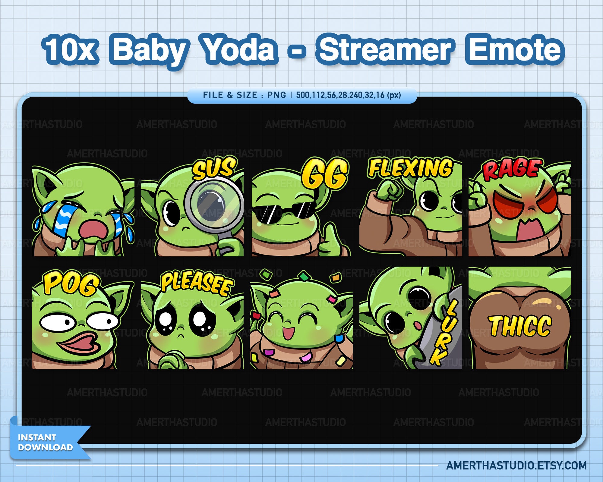 10x Baby Yoda Starwars Twitch Emotes Streamer Emote Discord Emotes ...