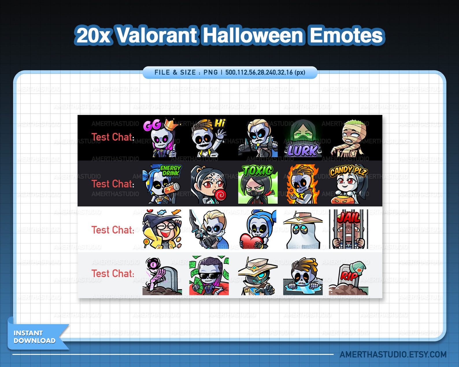 20x Valorant Halloween Streamer Emotes Pack Kawaii Emotes Cute Emotes ...