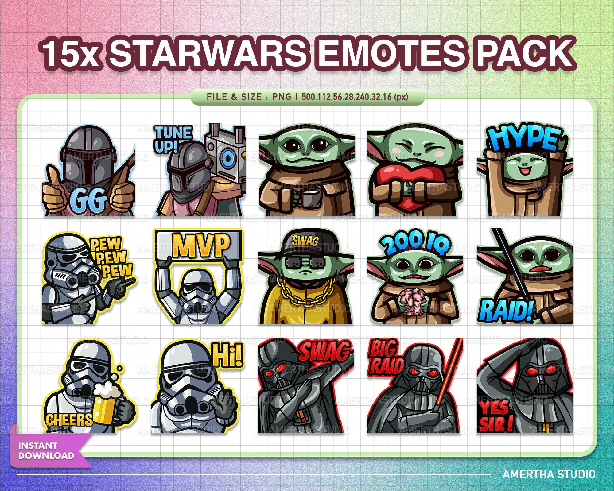 15x Starwars Twitch Emotes Pack | Kawaii Emotes | Cute Emotes | Twitch ...