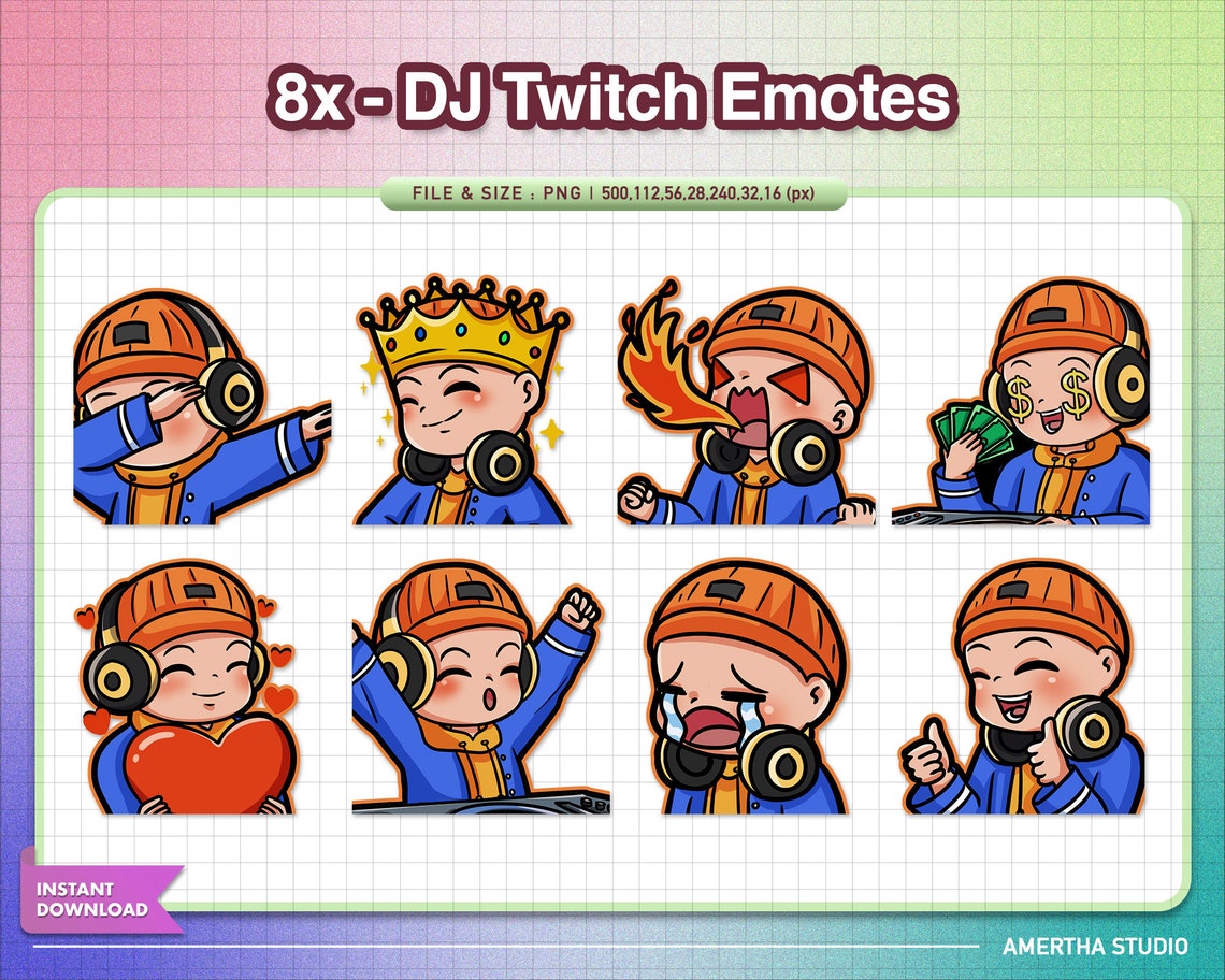 8x DJ Twitch Emotes 2 Twitch Emote Streamer Emote Discord Emotes Twitch ...
