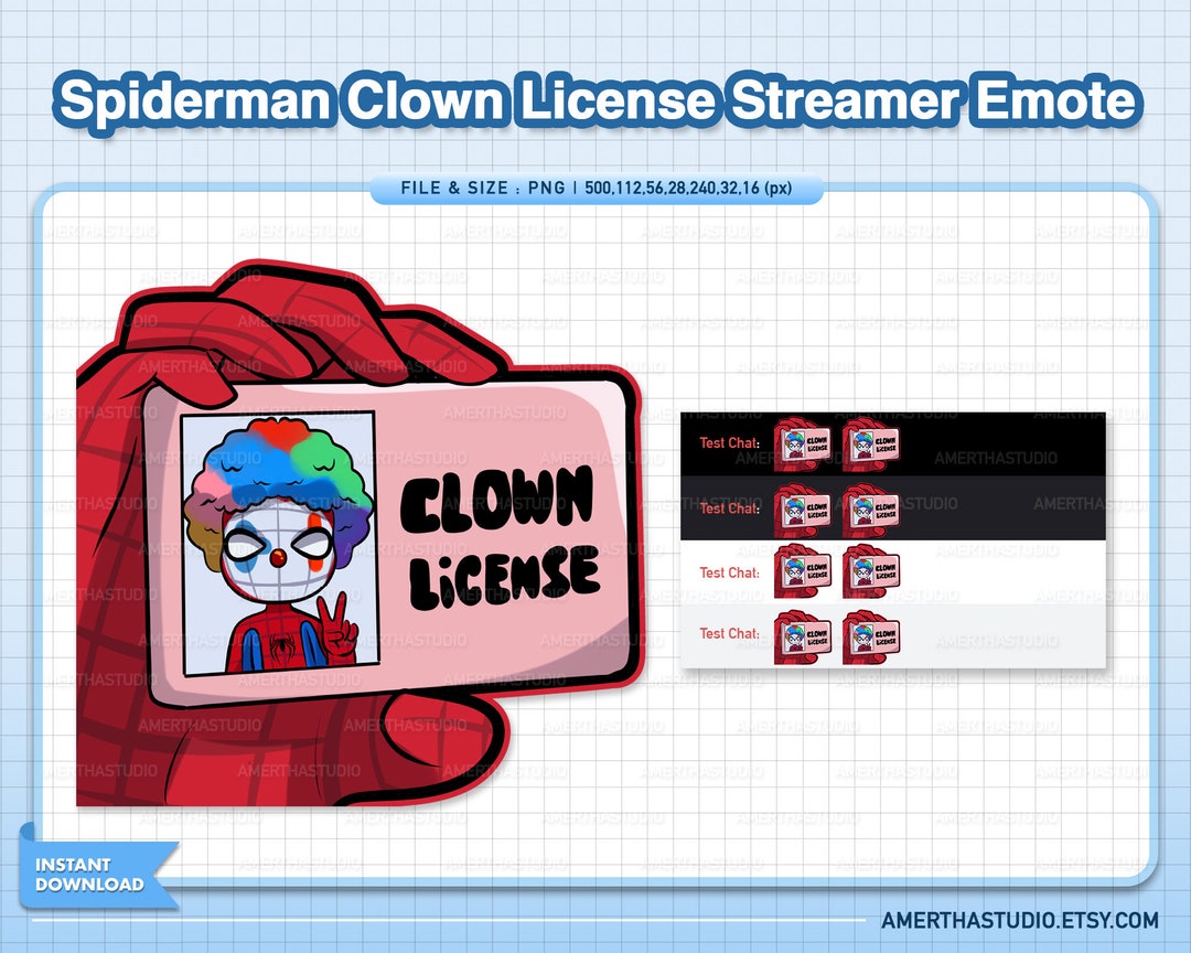 Spiderman Clown License Twitch Emote | Streamer Emote | Discord Emotes ...