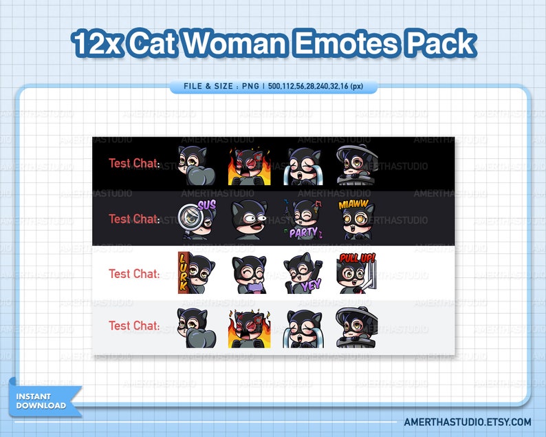 12x Cat Womaan Emotes Pack | Twitch Emote | Streamer Emote | Discord ...
