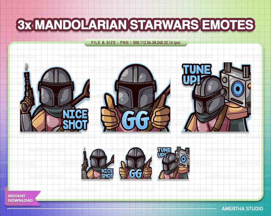 3x Mandolarian Starwars Twitch Emotes Pack | Kawaii Emotes | Cute ...