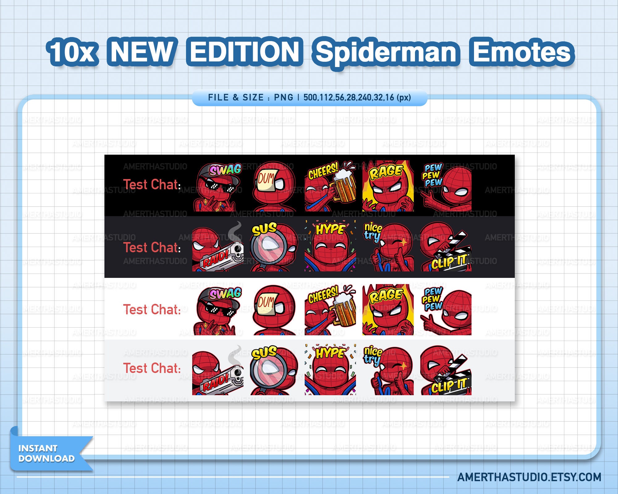 10x NEW EDITION Spiderman Twitch Emotes Pack | Kawaii Emotes | Facebook ...