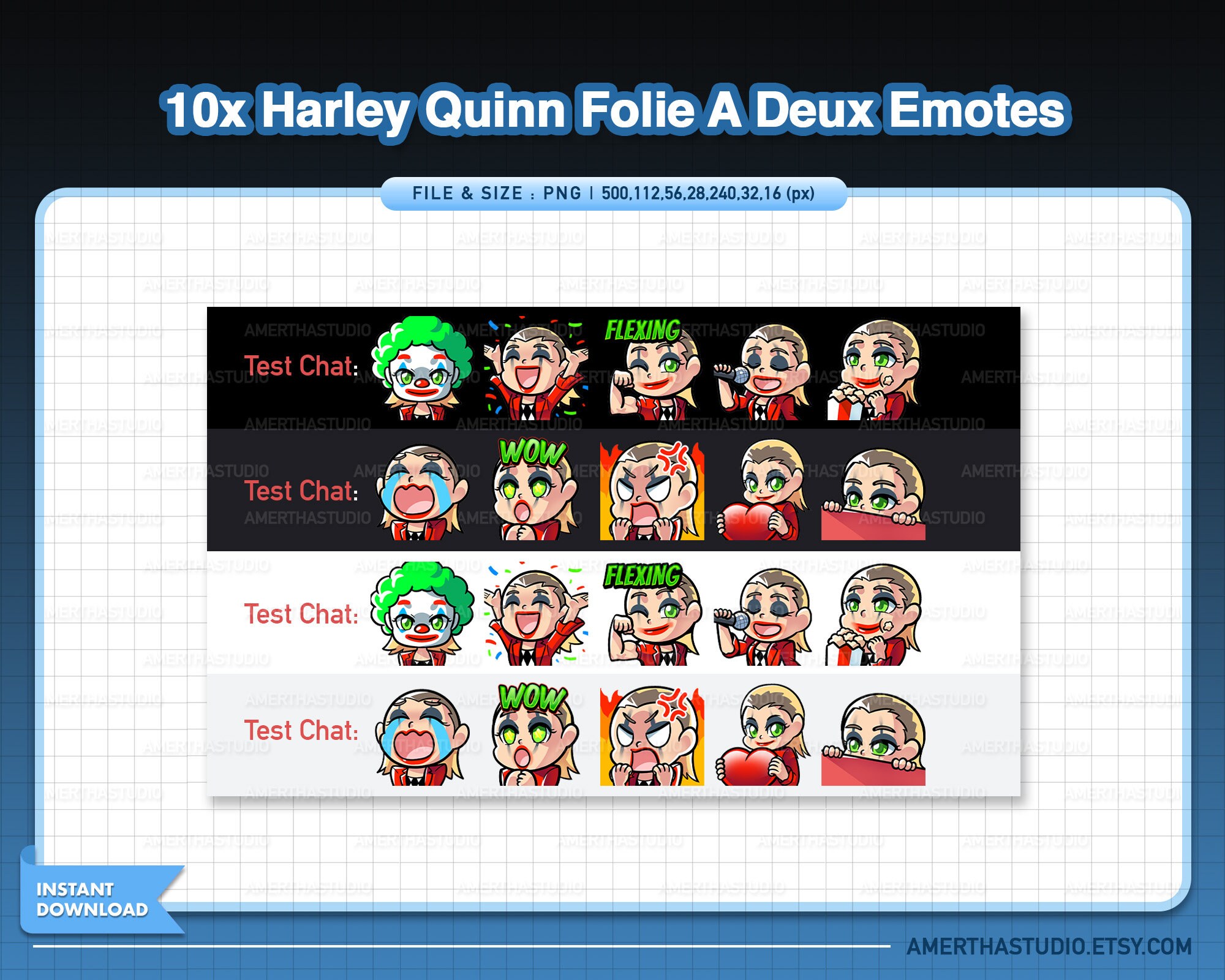 10x Harley Quinn Joker Streamer Emotes Pack Kawaii Emotes Cute Emotes ...