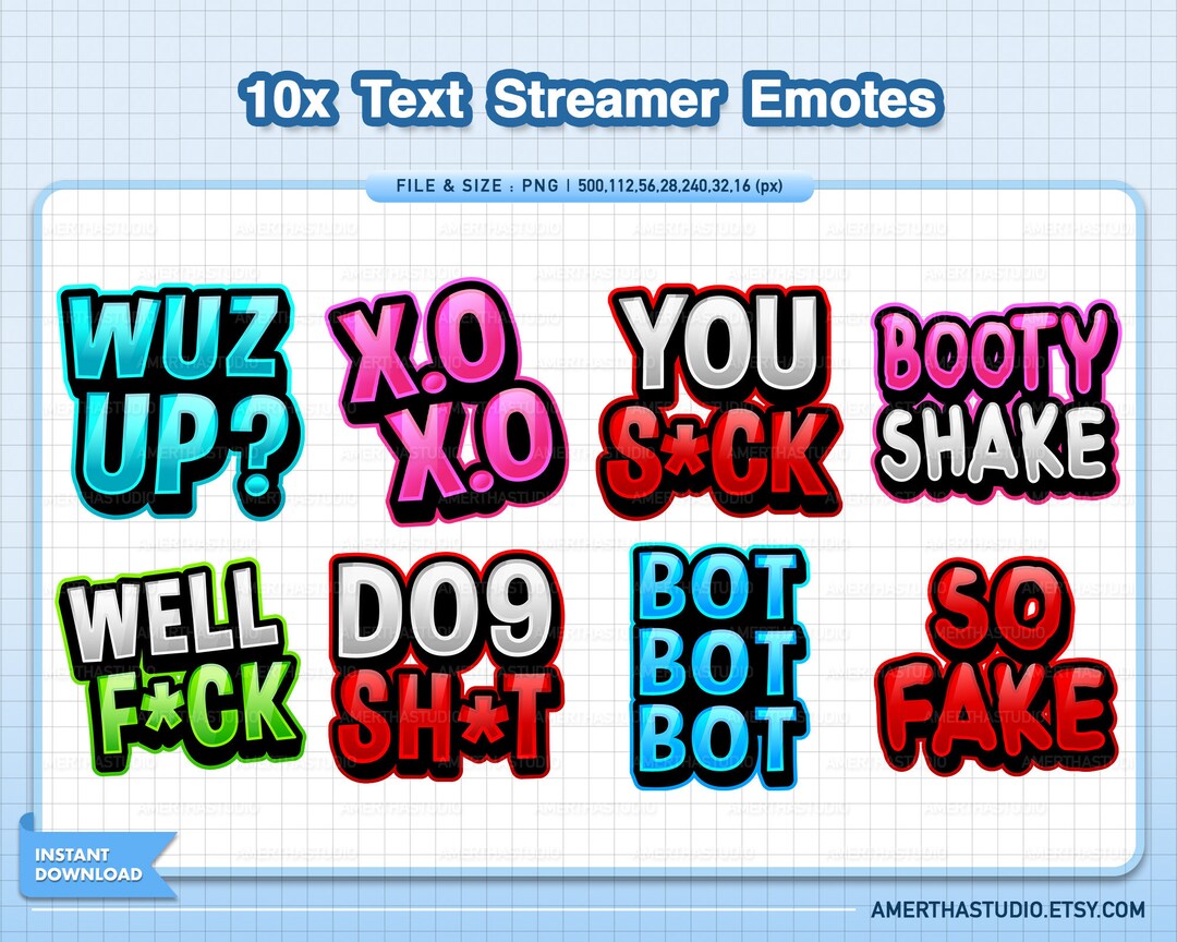 10x Text Streamer Emotes Pack | Kawaii Emotes | Facebook Emotes ...
