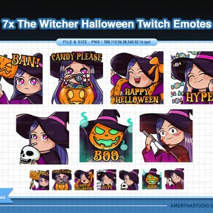 7x Cute Witcher Halloween Streamer Emotes Pack | Kawaii Emotes | Cute ...