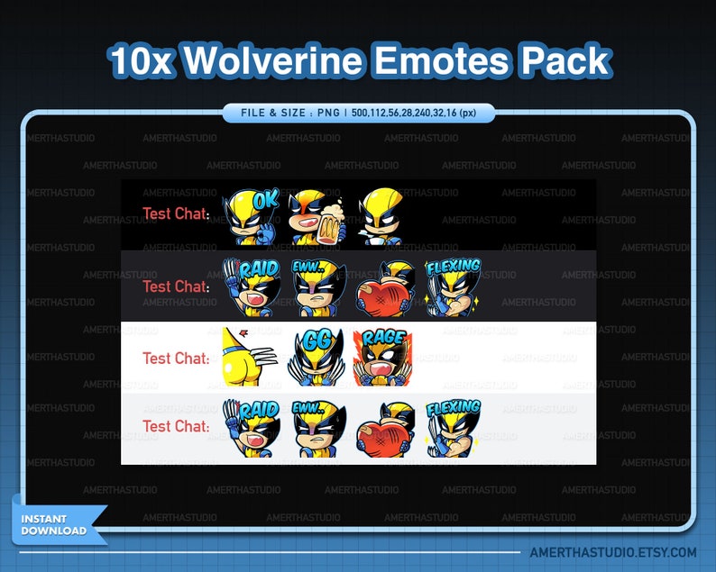 10x Wolverine Streamer Emotes Pack | Kawaii Emotes | Cute Emotes ...