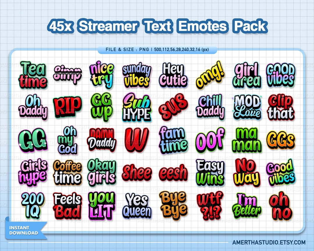 45x Cute Text Emotes Pack | Streamer Emote | Discord Emotes | Youtube ...