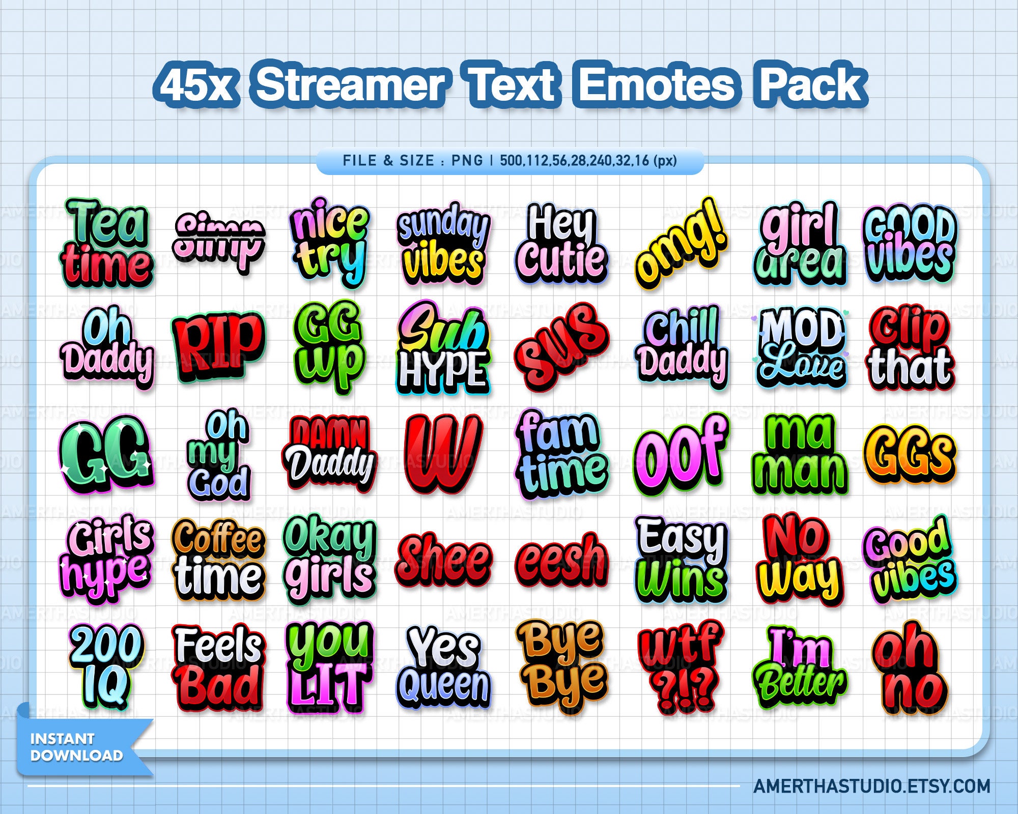 45x Cute Text Emotes Pack | Streamer Emote | Discord Emotes | Youtube ...