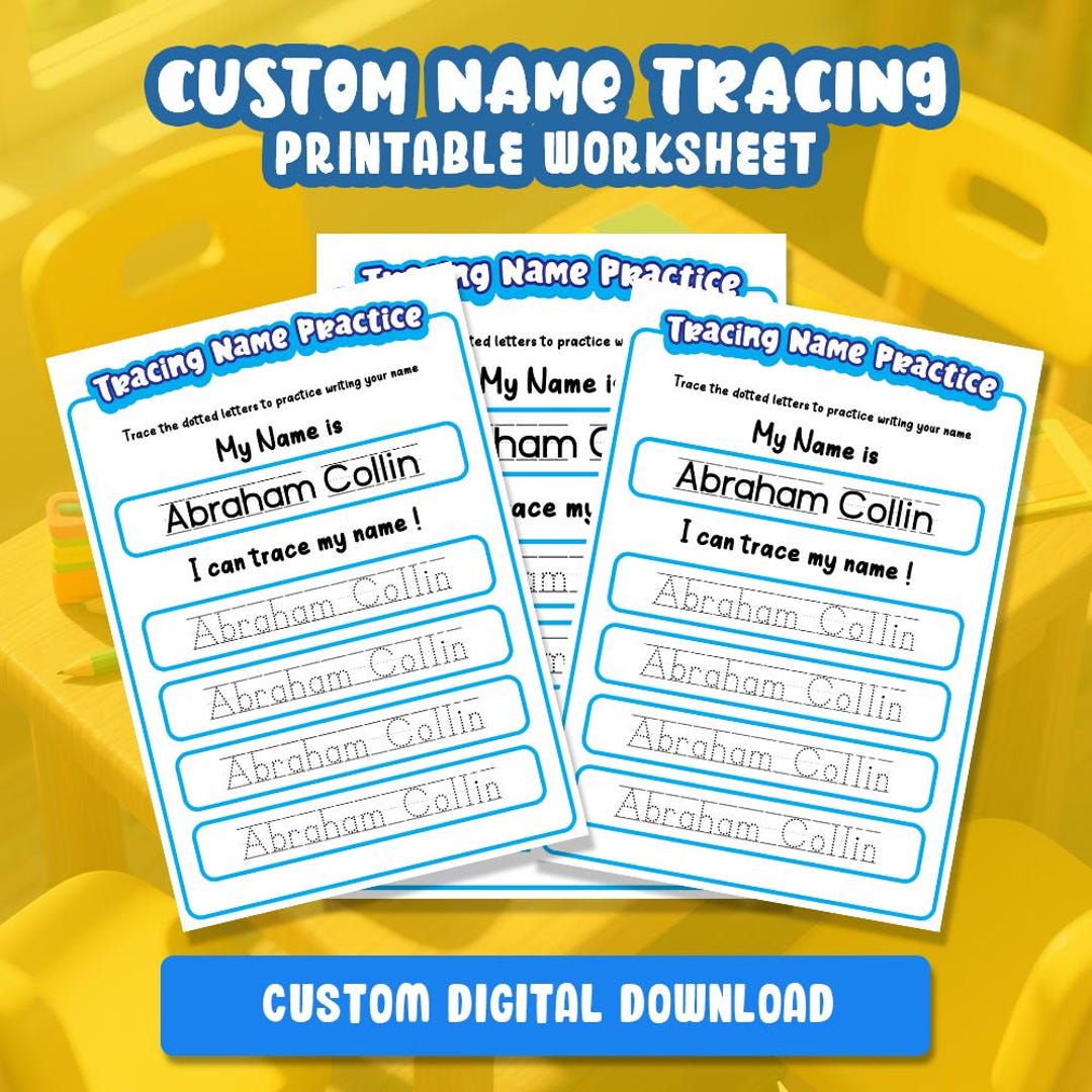 Custom Name Tracing Practice Handwriting Sheet | Pre-k Name Worksheet ...