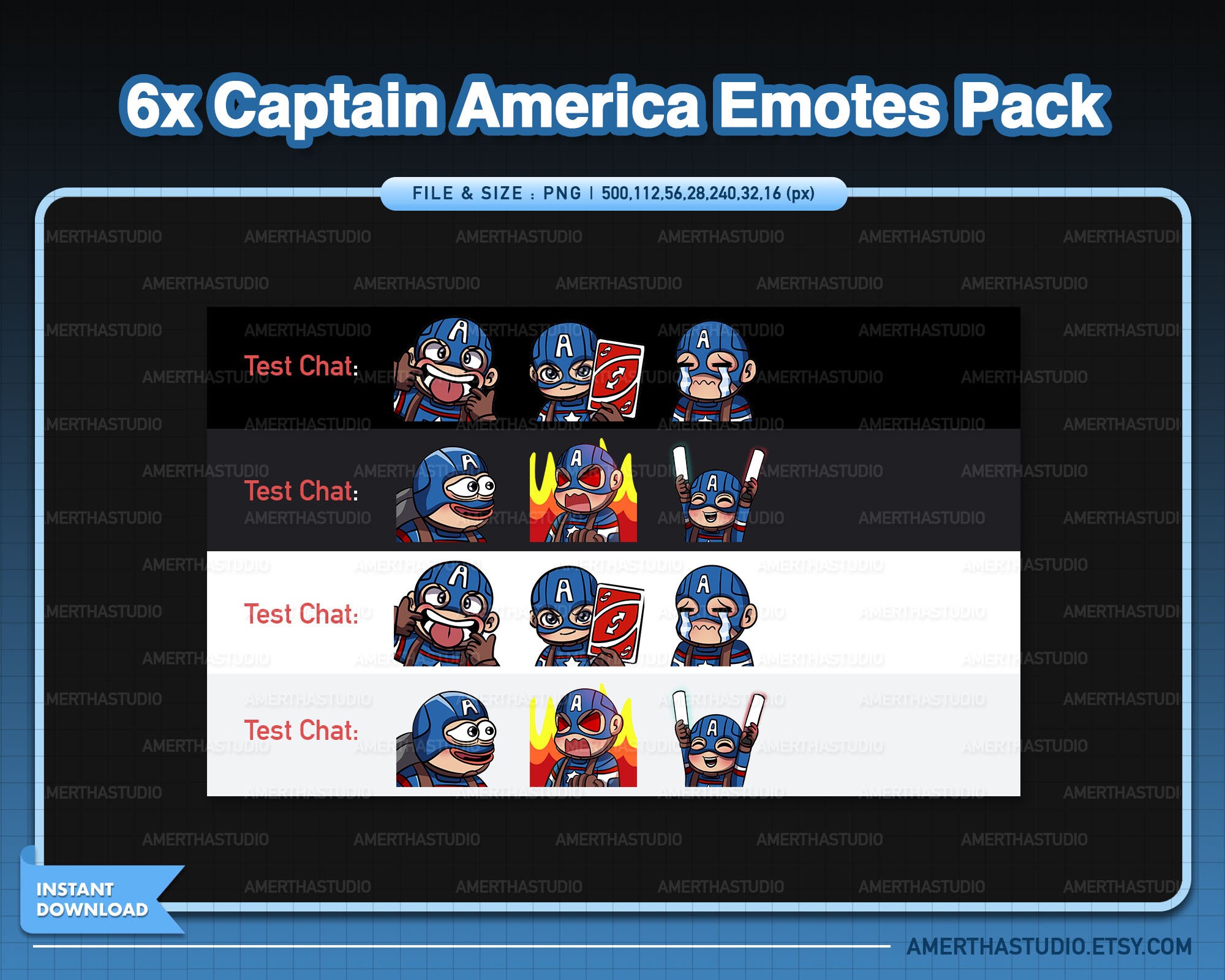 6x Captain America Streamer Emotes Pack | Kawaii Emotes | Cute Emotes ...