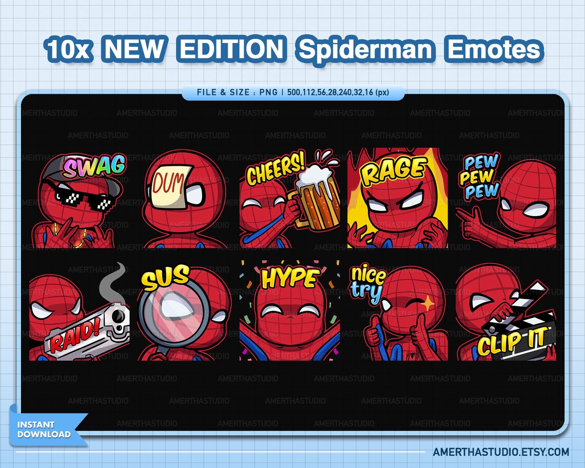 10x NEW EDITION Spiderman Twitch Emotes Pack | Kawaii Emotes | Facebook ...