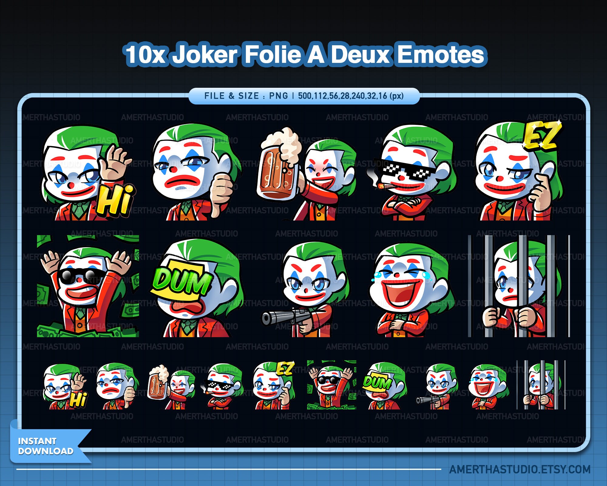 10x Joker Streamer Emotes Pack Kawaii Emotes Cute Emotes Twitch Emotes ...