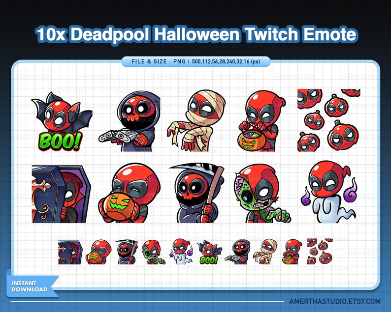 10x Deadpool Halloween Streamer Emotes Pack | Kawaii Emotes | Cute ...