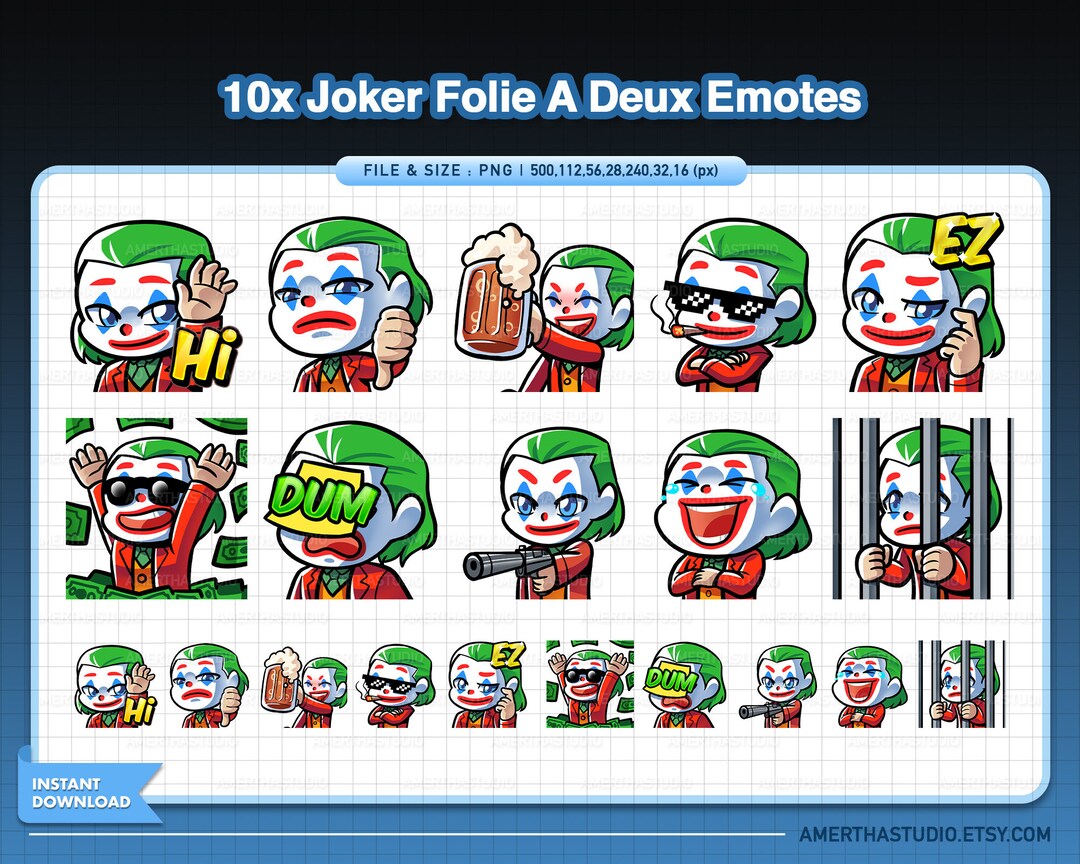 10x Joker Streamer Emotes Pack | Kawaii Emotes | Cute Emotes | Twitch ...