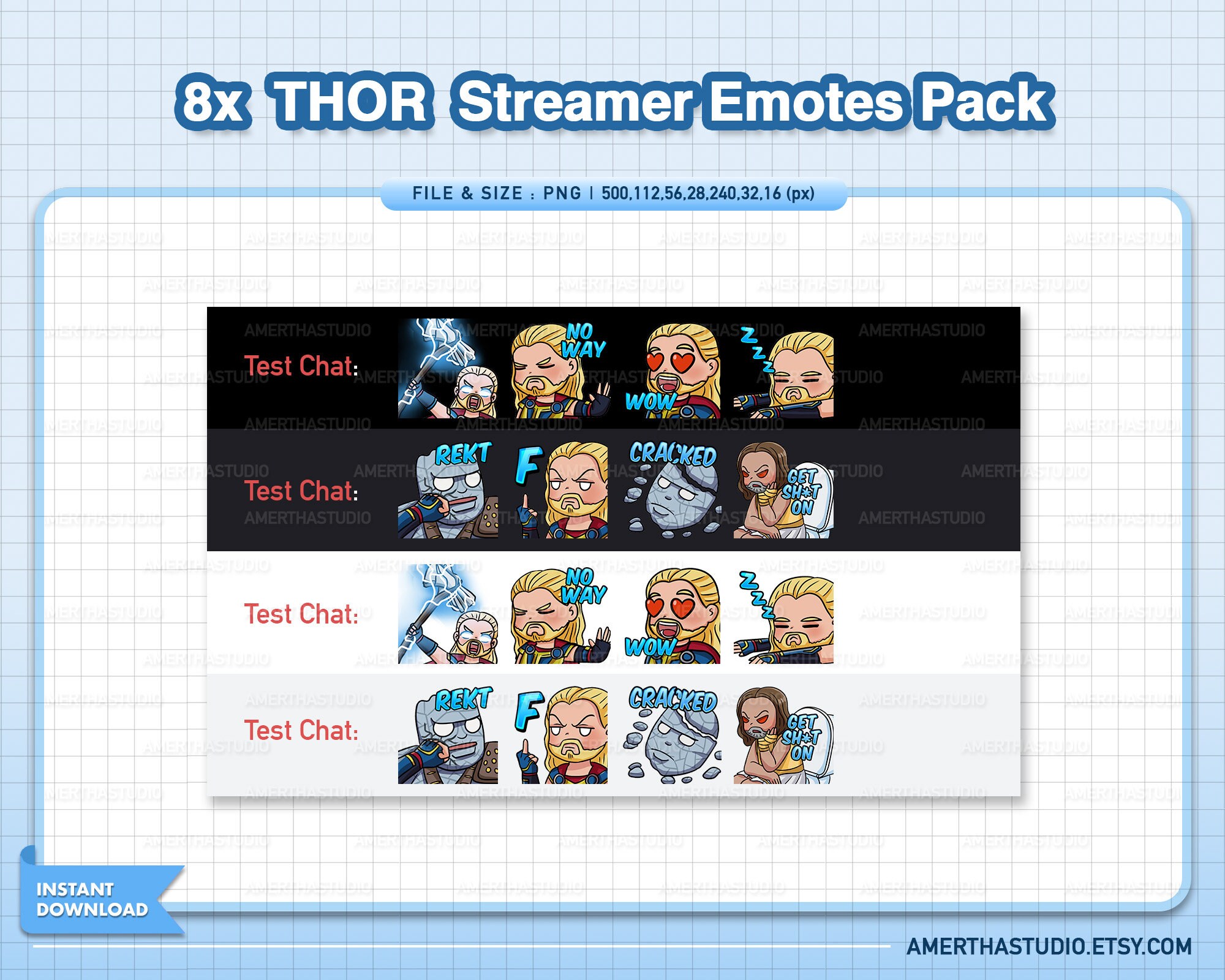 8x THOR Twitch Streamer Emotes Youtube Emotes Facebook Emotes Text ...