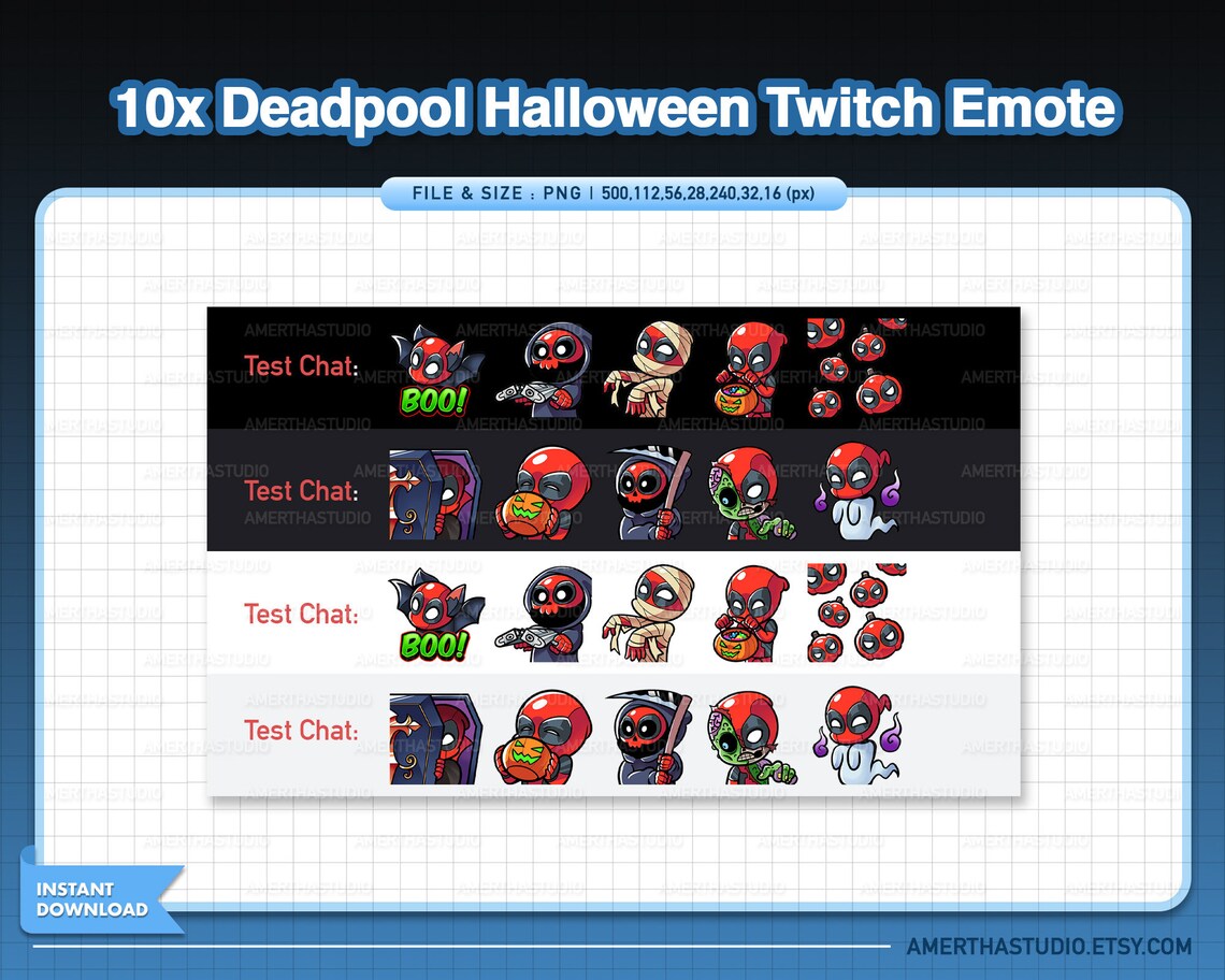 10x Deadpool Halloween Streamer Emotes Pack | Kawaii Emotes | Cute ...