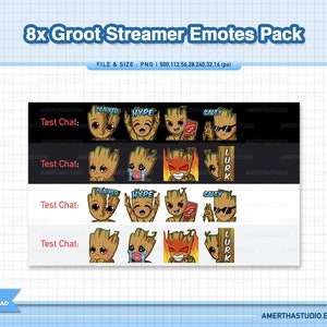 8x GROOT Guardian of Galaxy Twitch Streamer Emotes | Youtube Emotes ...