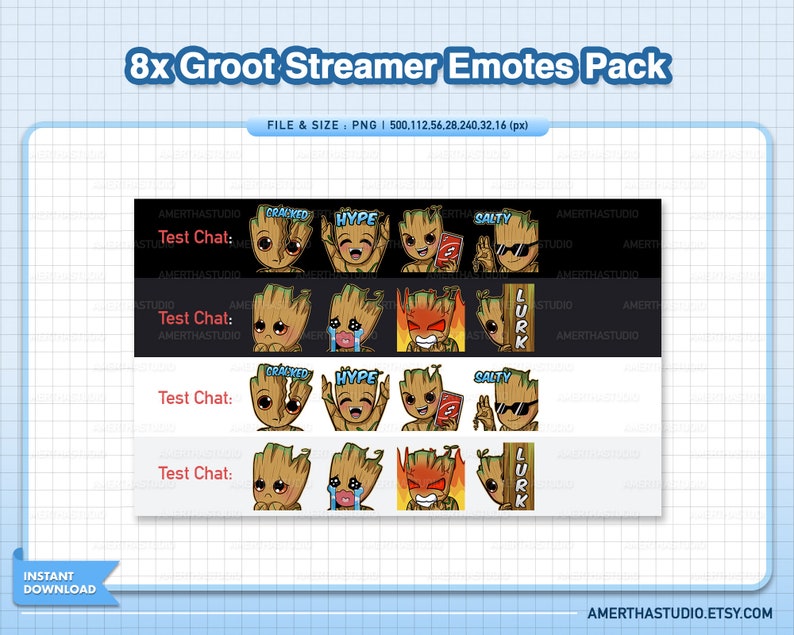 8x GROOT Guardian of Galaxy Twitch Streamer Emotes | Youtube Emotes ...