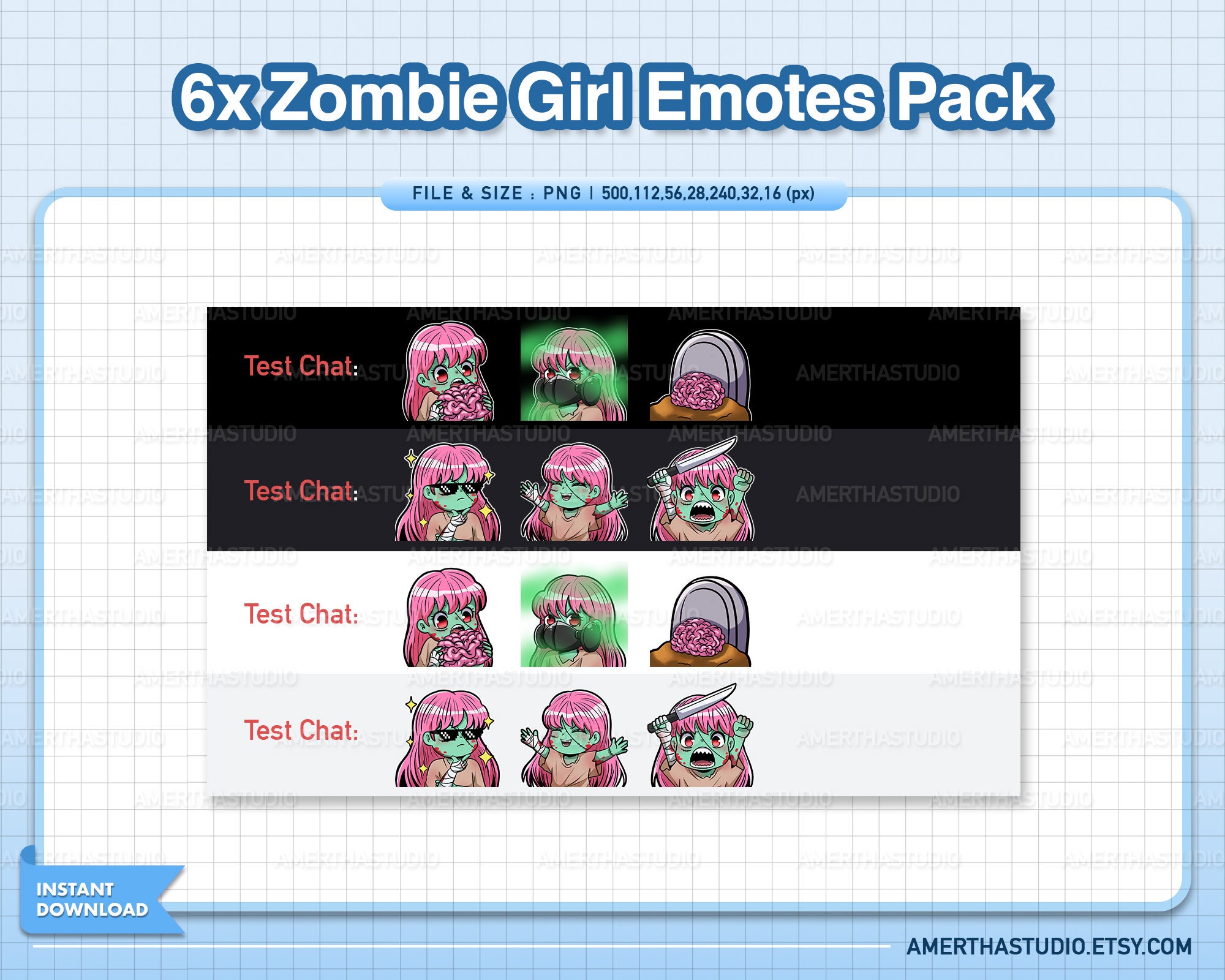 6x Zombie Girl Emotes Pack | Twitch Emote | Streamer Emote | Discord ...