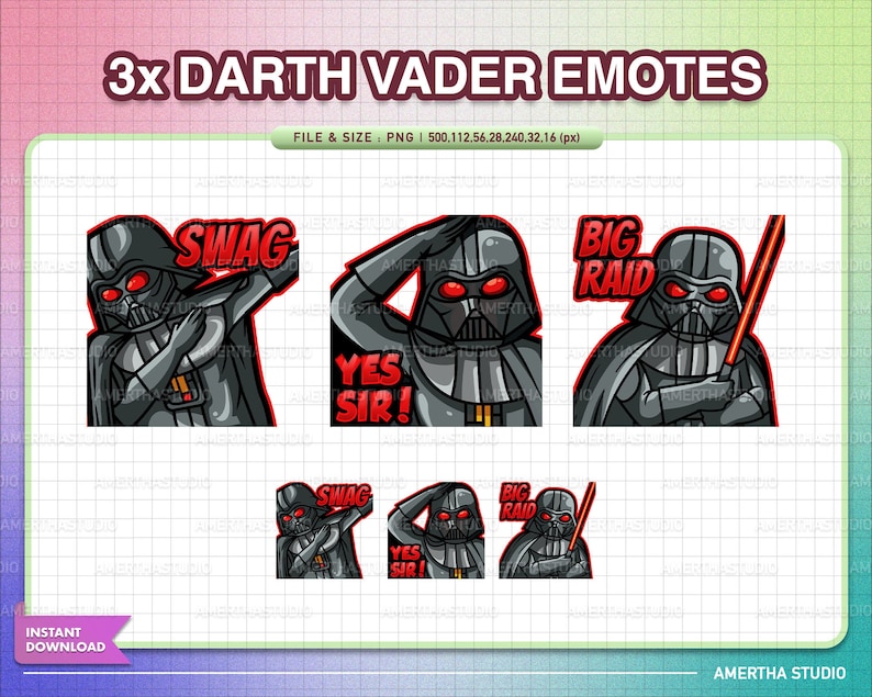 3x Darth Vader Starwars Twitch Emotes Pack | Kawaii Emotes | Cute ...