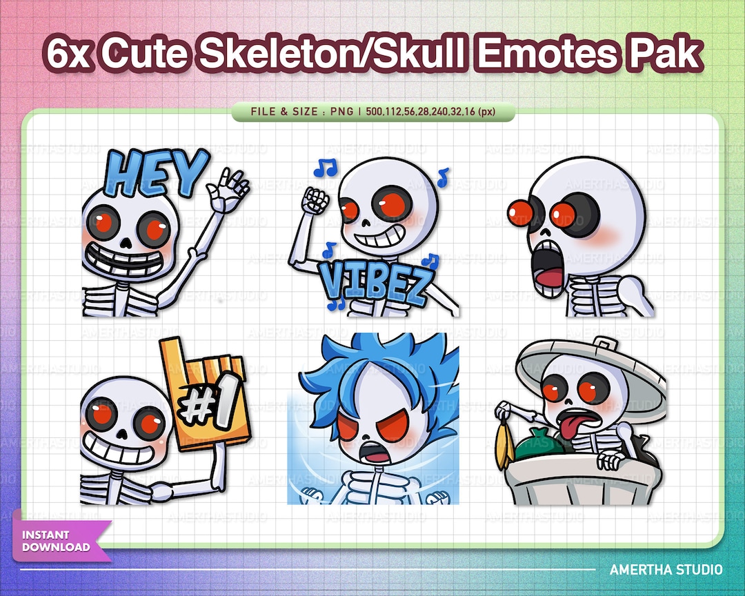 6x Skeleton Skull Twitch Emotes | Twitch Emote | Astronaut | Streamer ...