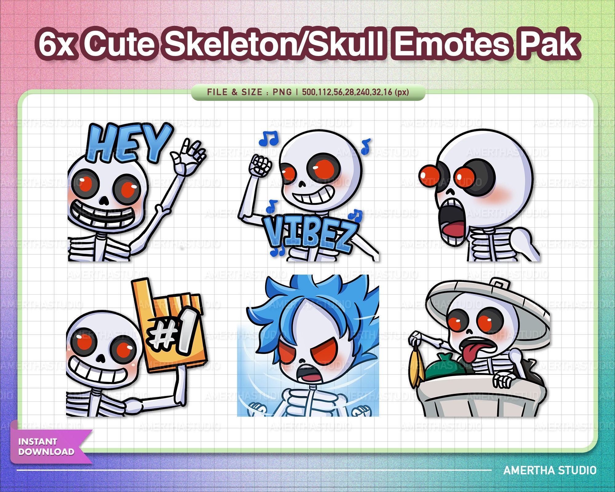 6x Skeleton Skull Twitch Emotes Twitch Emote Astronaut Streamer Emote ...