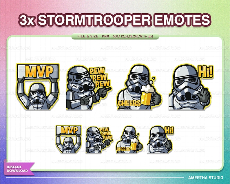 4x Stormtrooper Starwars Twitch Emotes Pack | Kawaii Emotes | Cute ...